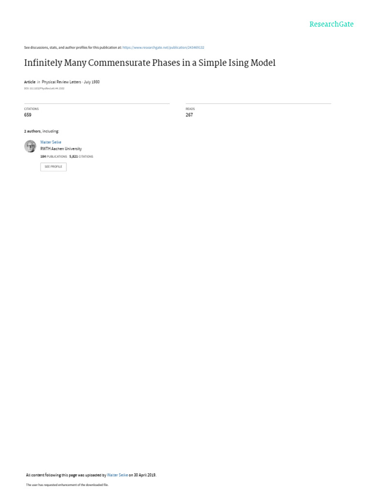 Commensurate Phases ANNNI Ising Model | PDF | Raman Spectroscopy ...