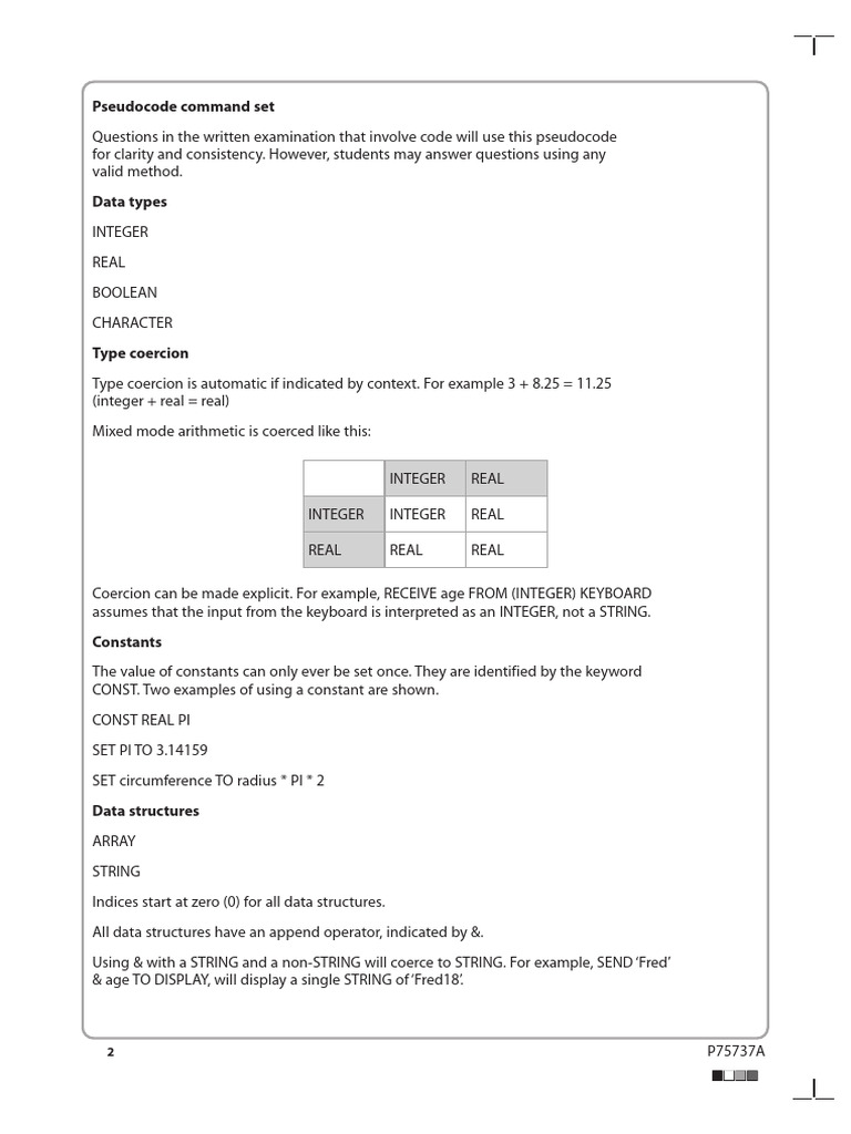 Pseudocode Command Set | PDF | String (Computer Science) | Control Flow