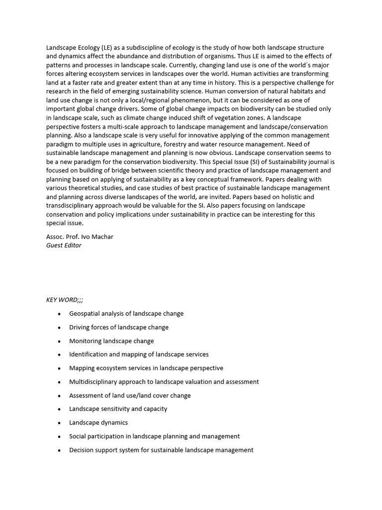 Sustainable Landscape Management Insights | PDF | Conservation Biology ...