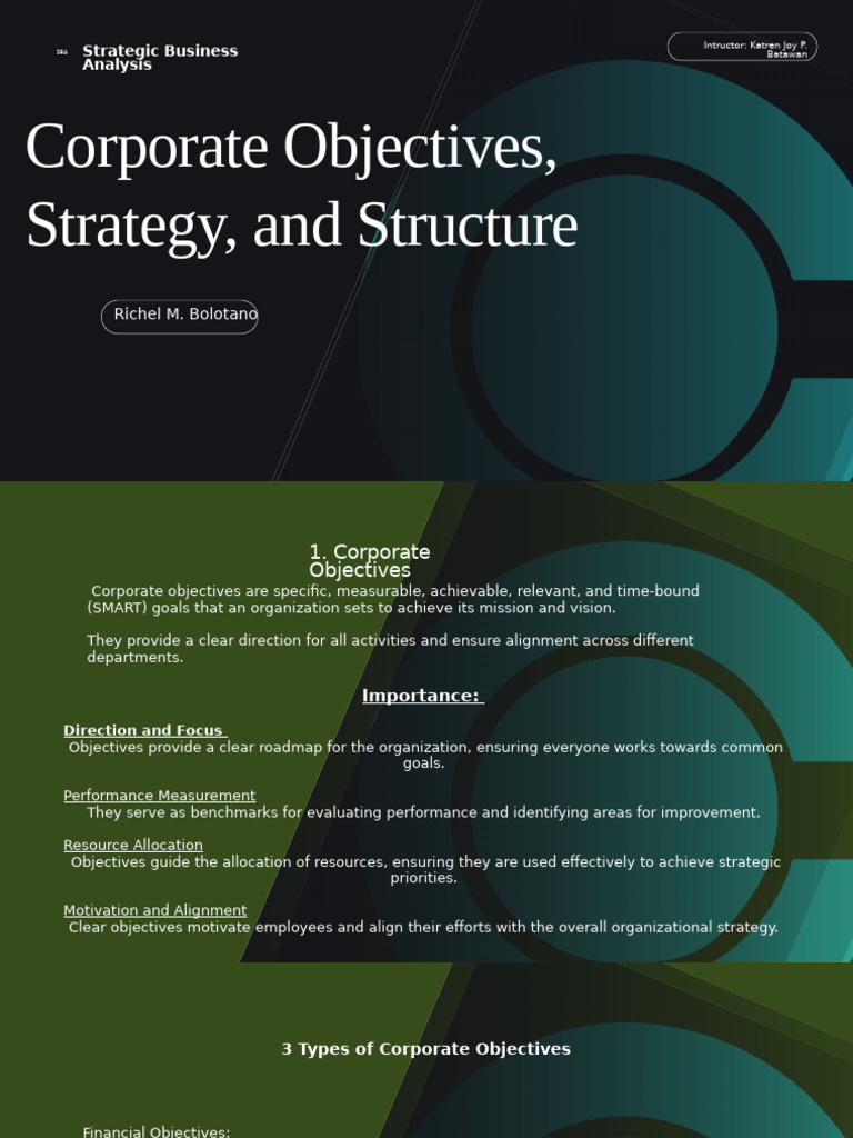 Corporate Objectives and Strategy Overview | PDF | Strategic Management ...