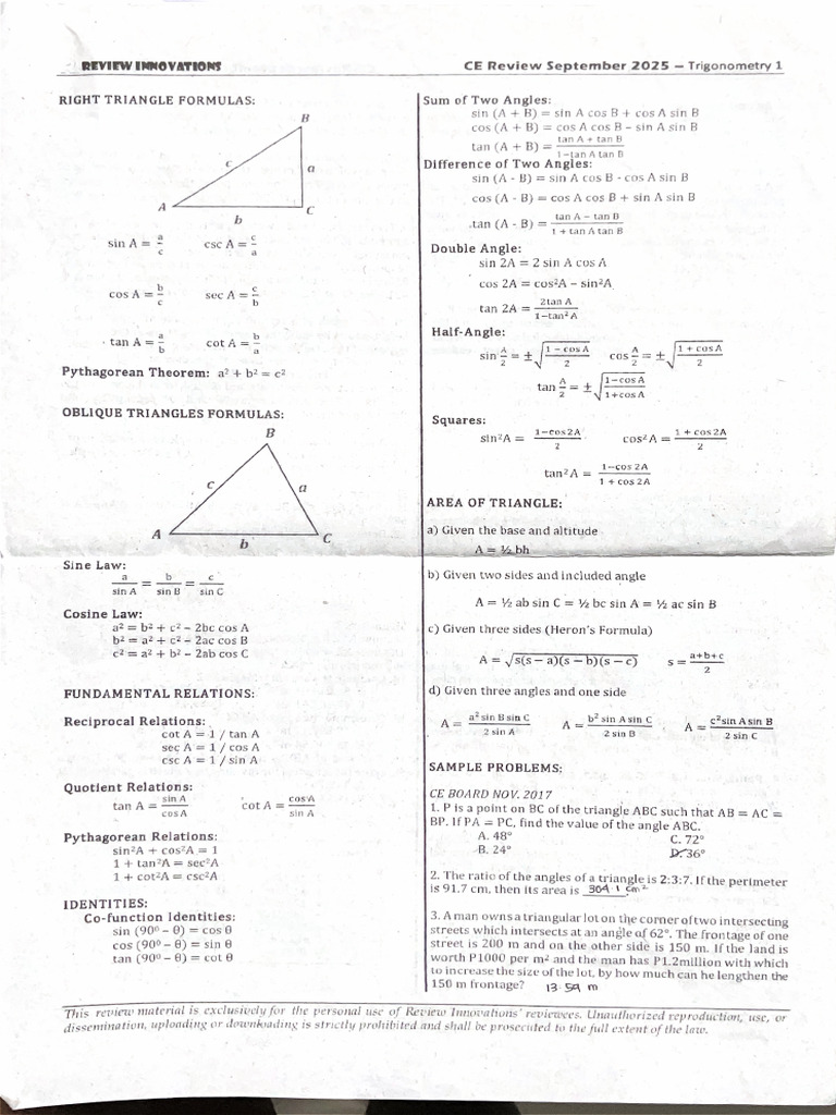 Trigonometry (Mste Review) | PDF