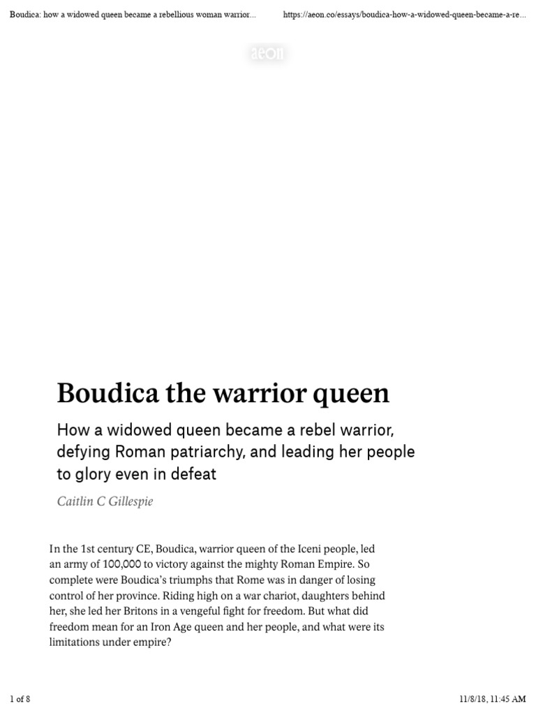 Boudica How A Widowed Queen Became A Rebellious Woman Warrior Aeon ...