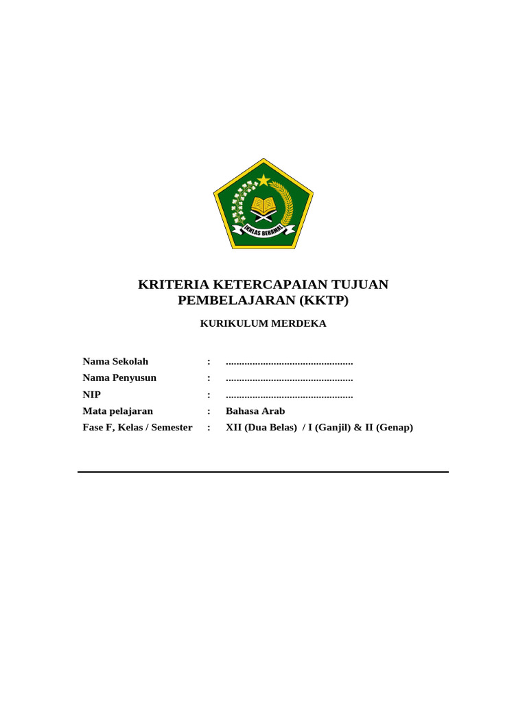 Centralpendidikan.com KKTP Bahasa Arab K-XII | PDF
