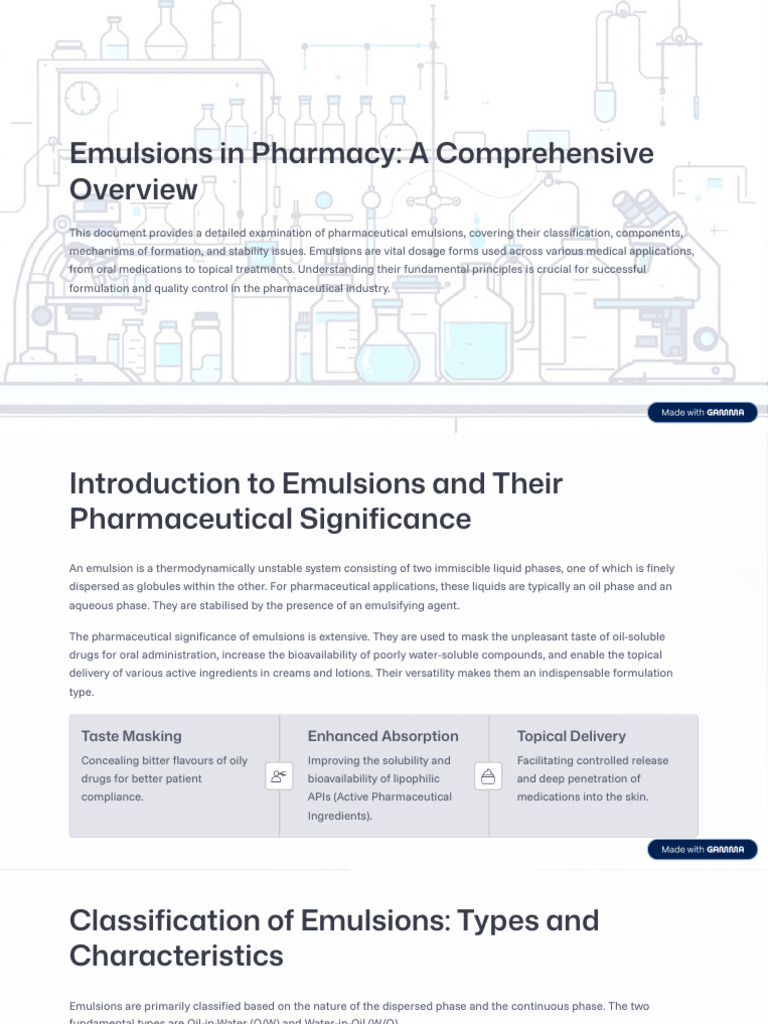 Emulsions in Pharmacy A Comprehensive Overview | PDF | Emulsion ...