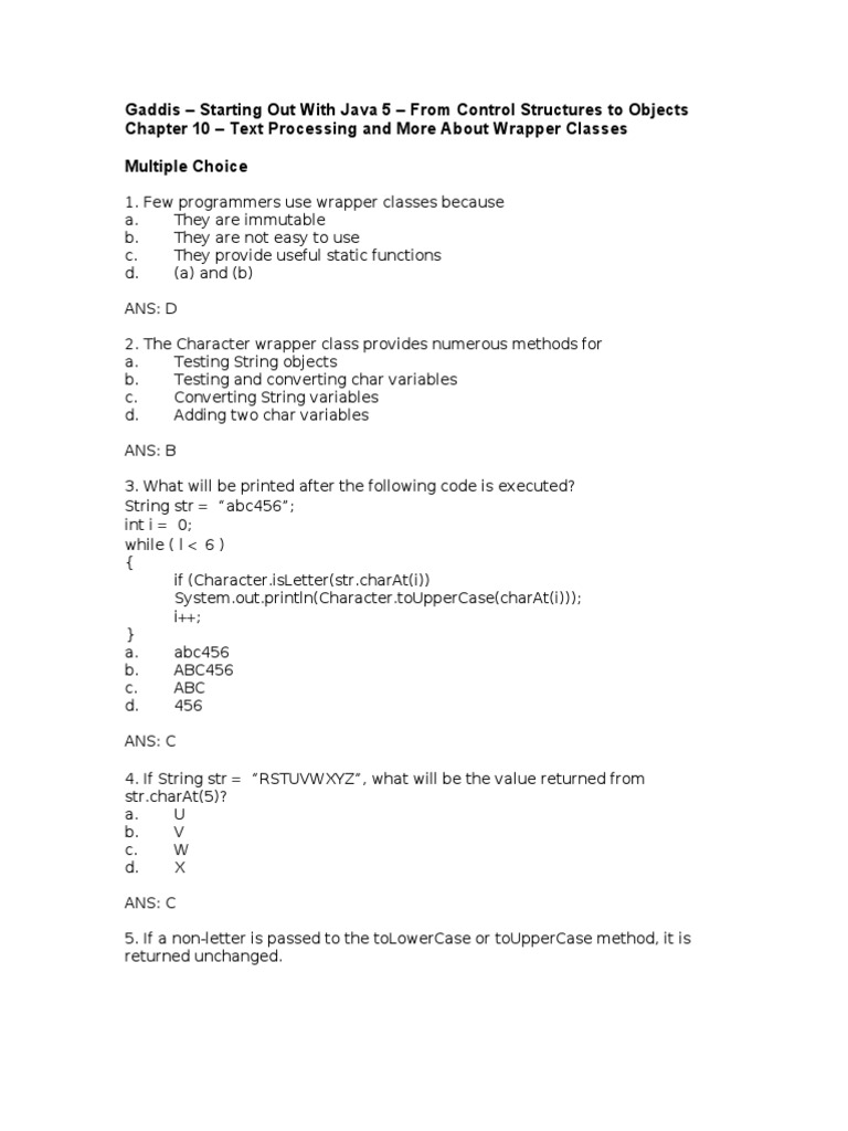 Gaddis Java 5 Chapter 10 Quiz | PDF | String (Computer Science) | C (Programming Language)