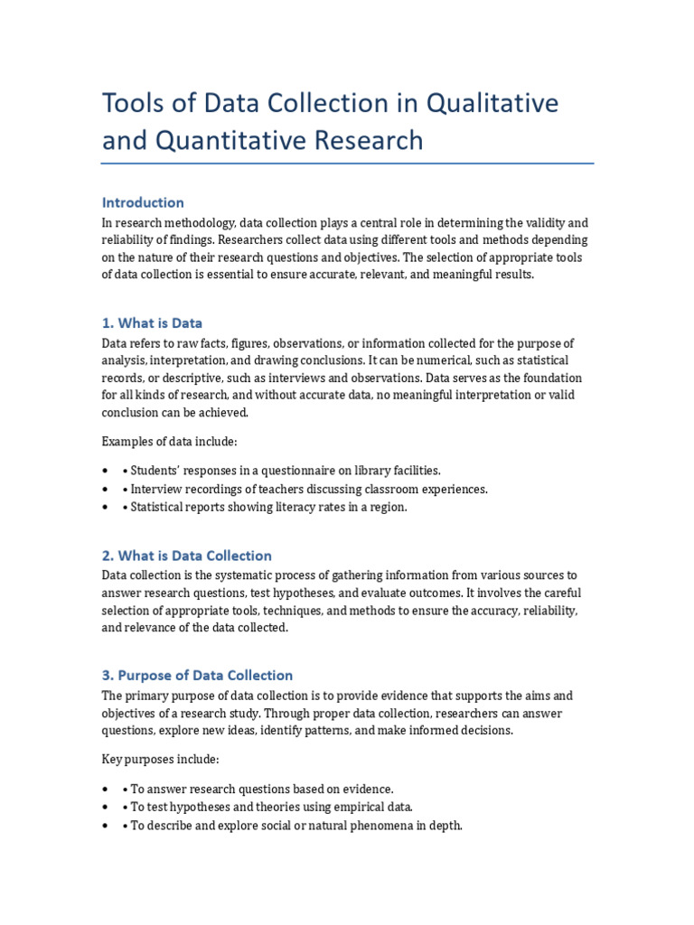 Data Collection Tools in Research | PDF | Sampling (Statistics ...