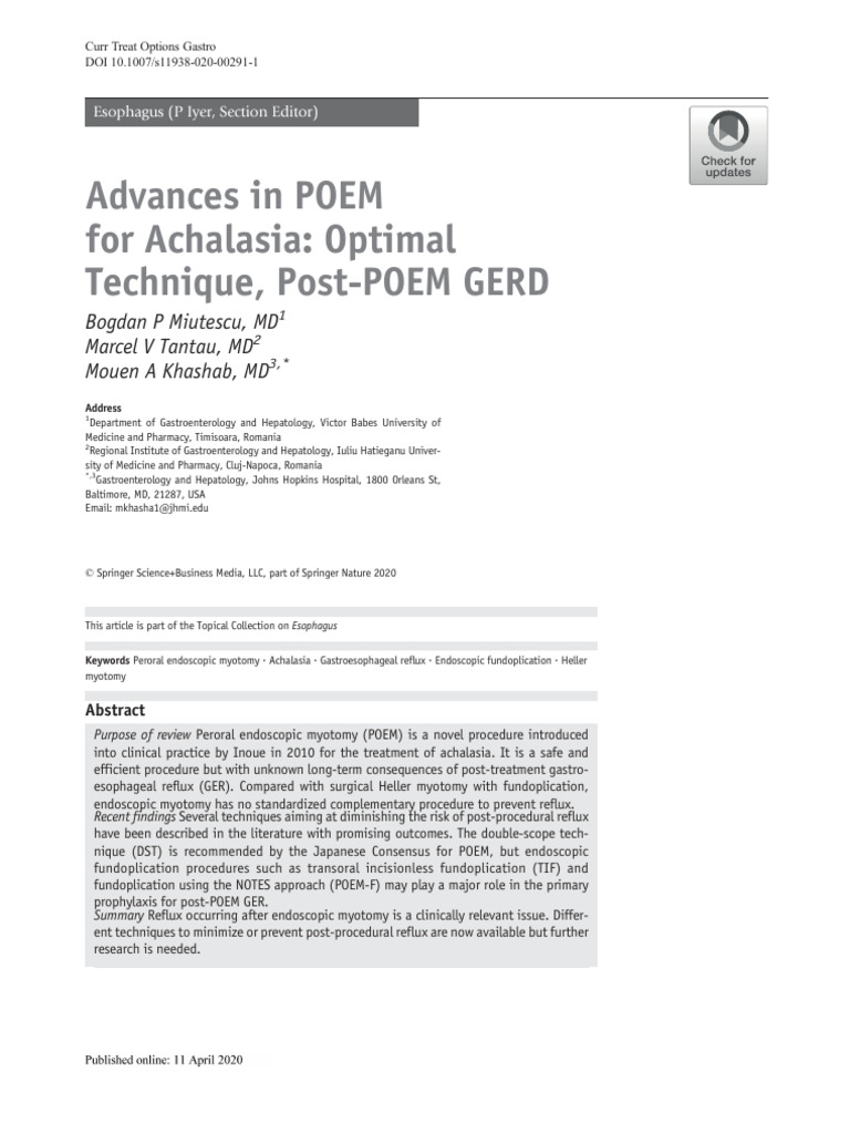 Advances in POEM For Achalasia: Optimal Technique, Post-POEM GERD | PDF ...