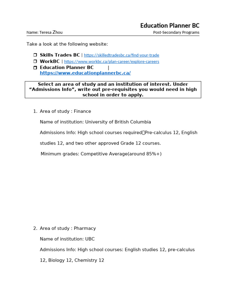 UBC Admission Requirements Overview | PDF