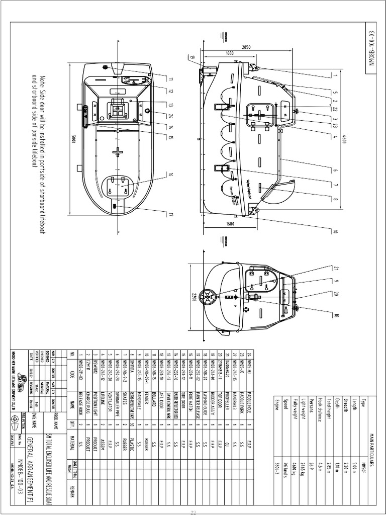 NM50F Lifeboat Dwg. (1) - 22 | PDF