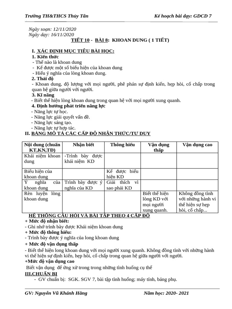 GDCD 7 - Khoan Dung | PDF