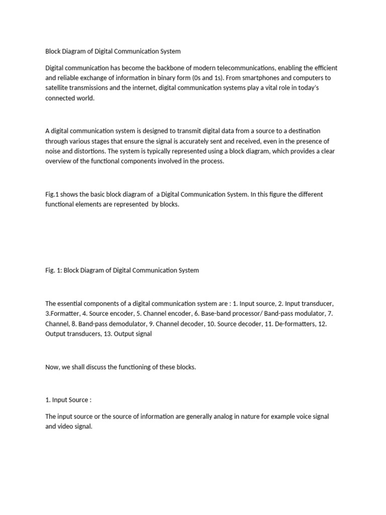 Block Diagram of Digital Communication System | PDF | Communications ...