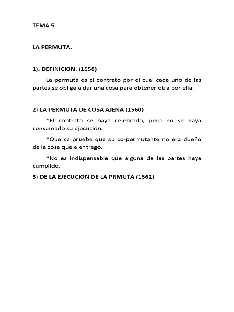 Definición y Ejecución de la Permuta | PDF