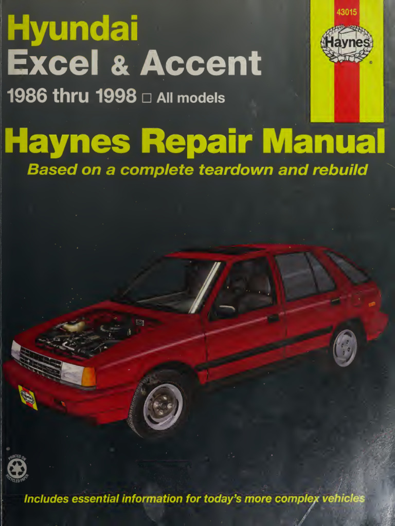 Haynes Hyundai Excel Amp Accent Automotive Repair Manual 43015 ...