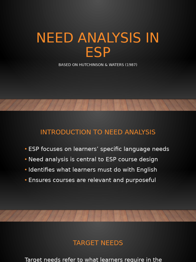 Need Analysis in ESP: Key Concepts | PDF