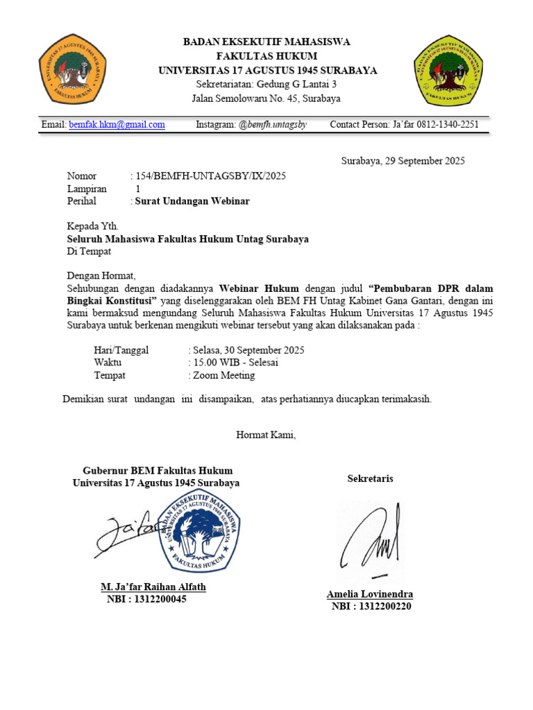 Surat Undangan Webinar | PDF