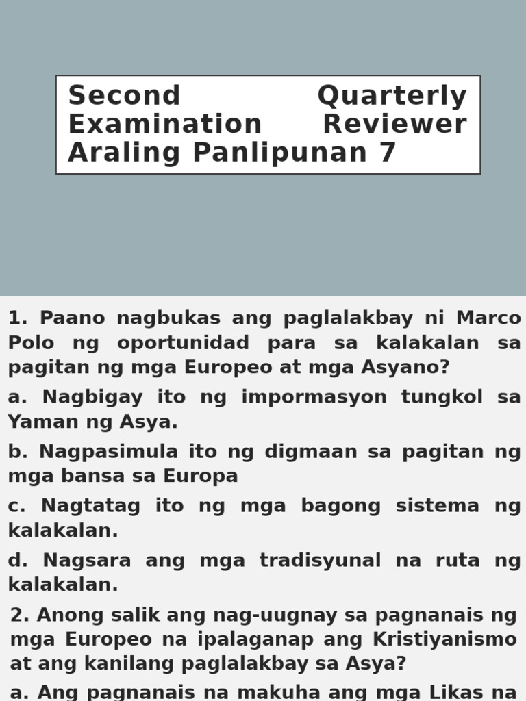 2024 AP 7 Matatag Second Quarter Reviewer | PDF