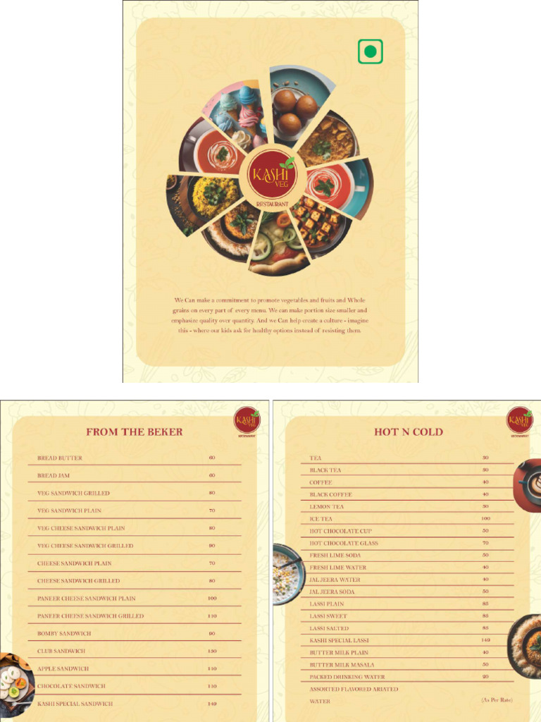 Kashi Veg Menu Card 01 | PDF