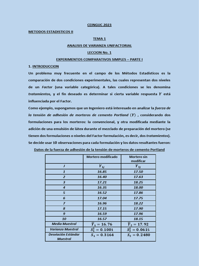 TEMA 1 LECCION No. 1 | PDF | Diferencia | Experimentar