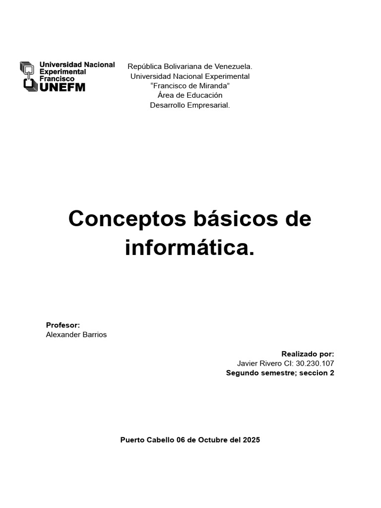 Conceptos Basicos de Informatica | PDF | Hardware de la computadora | Periférico