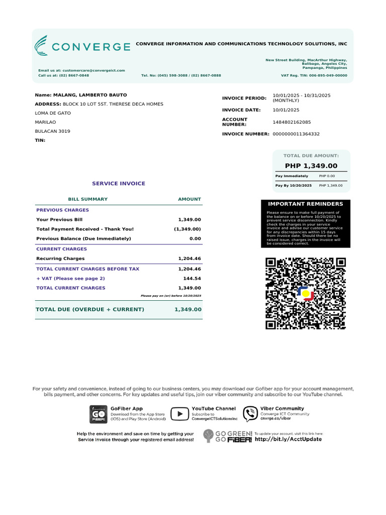 Monthly Invoice for Lamberto Bauto | PDF | Invoice | Receipt