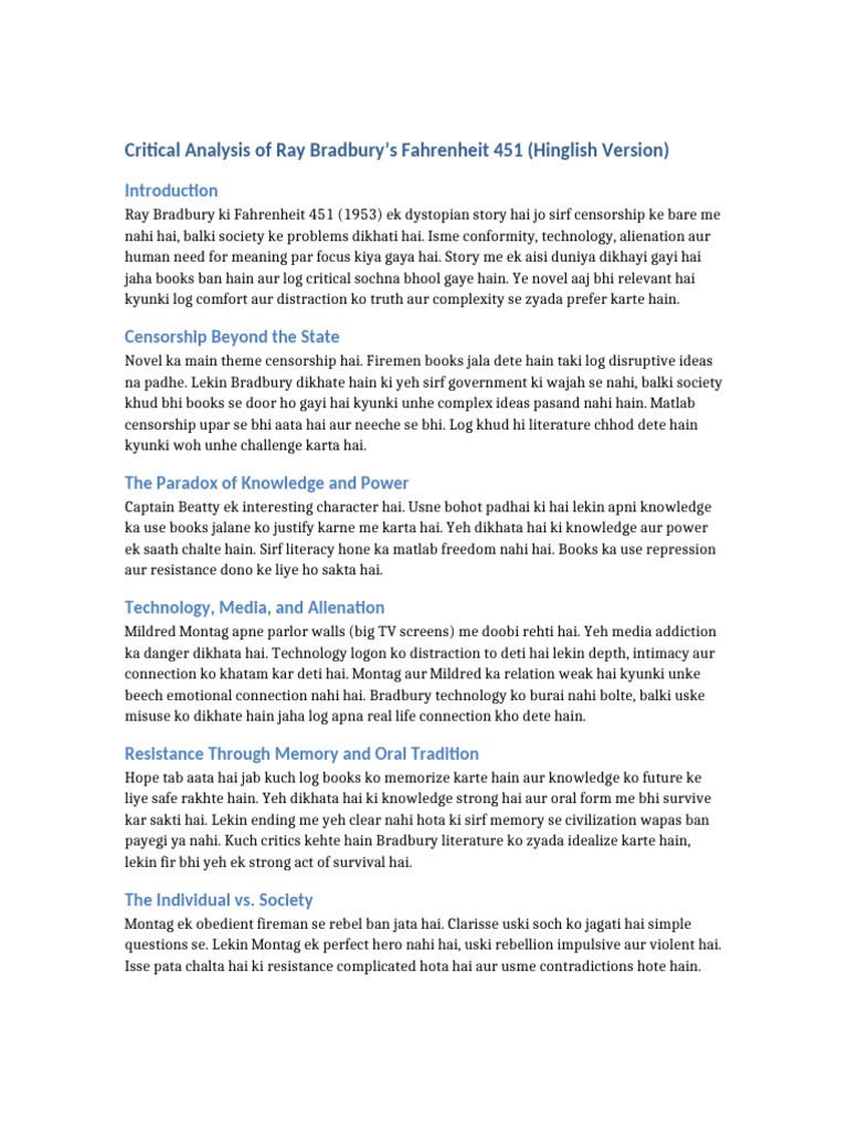 Analysis of Censorship in Fahrenheit 451 | PDF | Galaxy Science Fiction ...