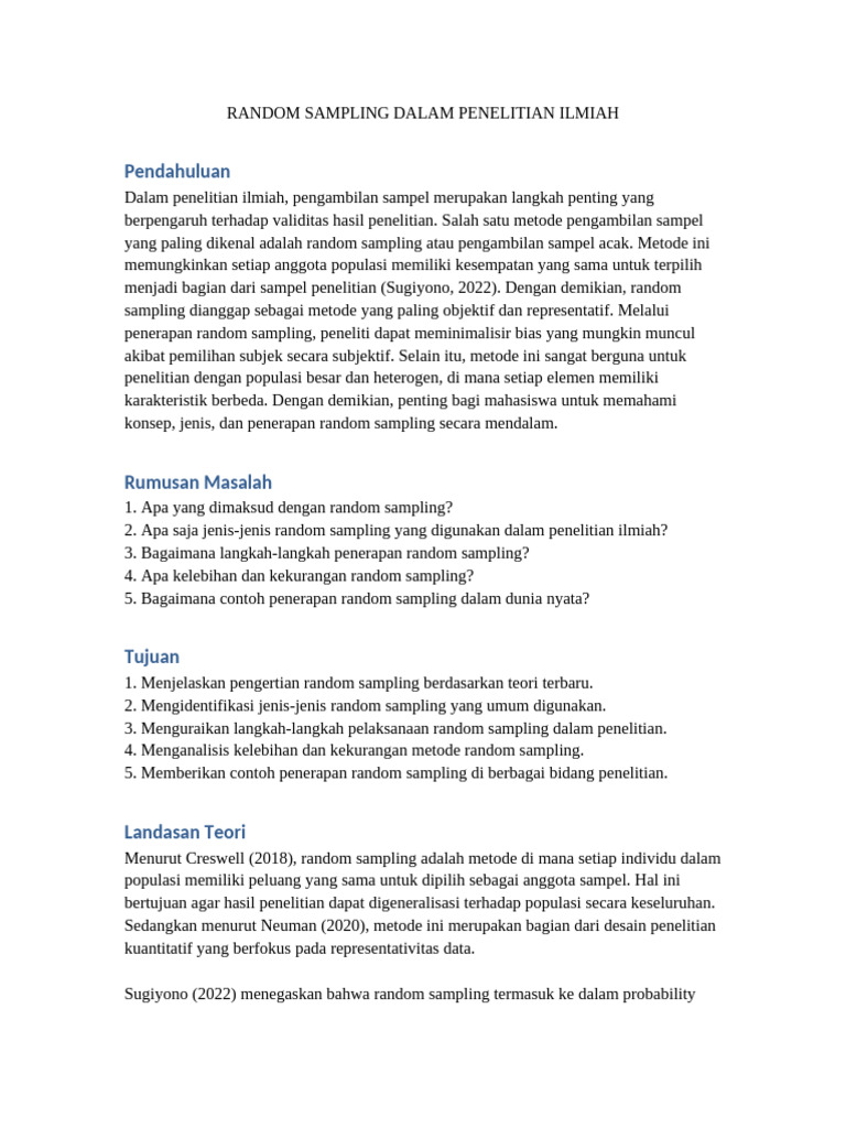 Panduan Lengkap Random Sampling | PDF
