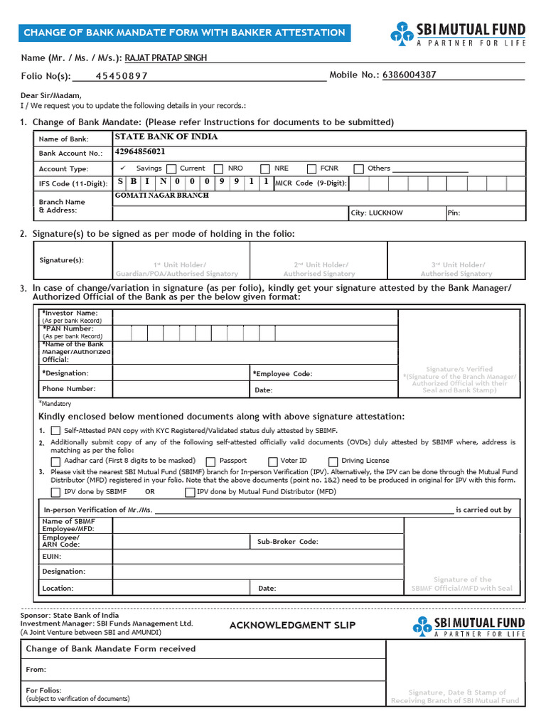 Change of Bank Mandate Form | PDF | Banks | Cheque