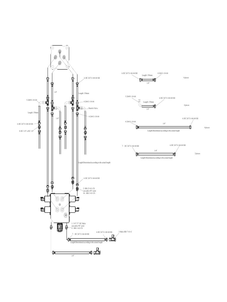 Hydraulic Pipe Connection Diagram | PDF | Hydraulics | Gas Technologies
