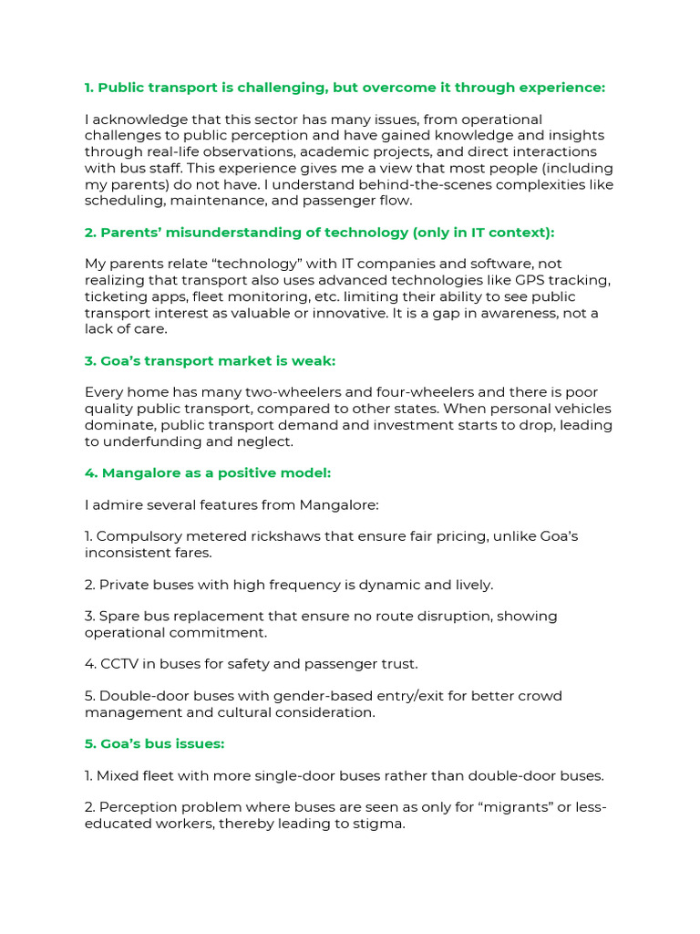 Goa's Public Transport Challenges Explained | PDF | Public Transport | Bus