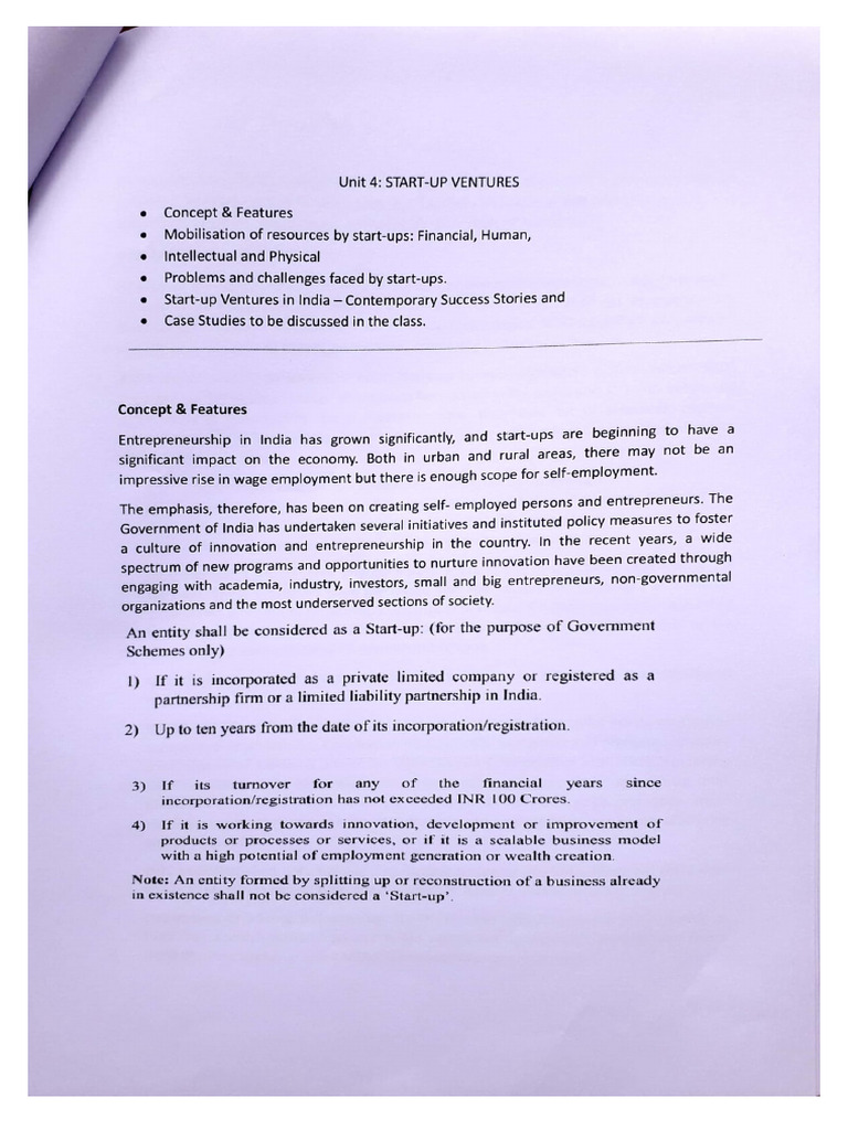 Unit 4 - Start-Up Ventures | PDF