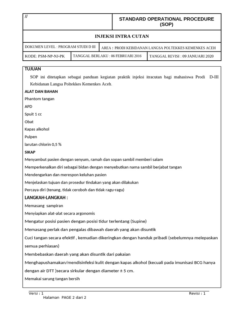Sop Injeksi IM | PDF