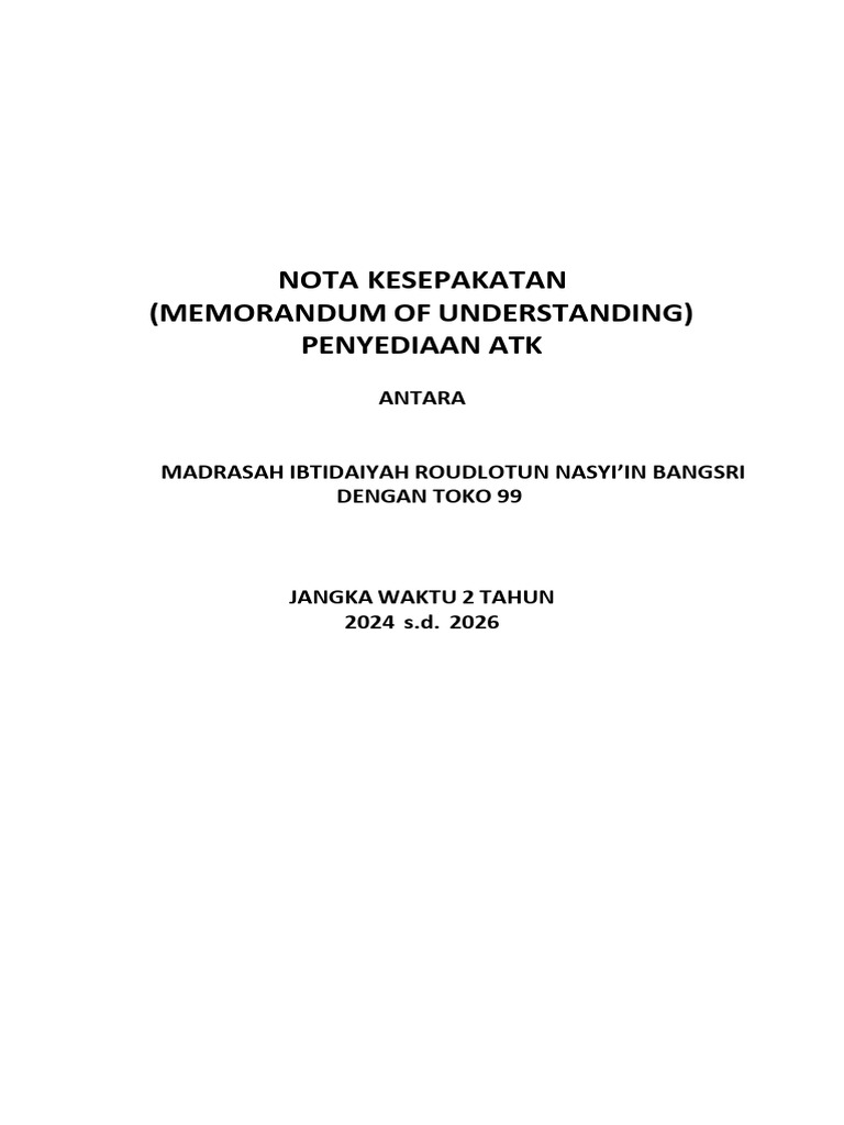 3.4.1 Contoh Surat Mou Atk | PDF