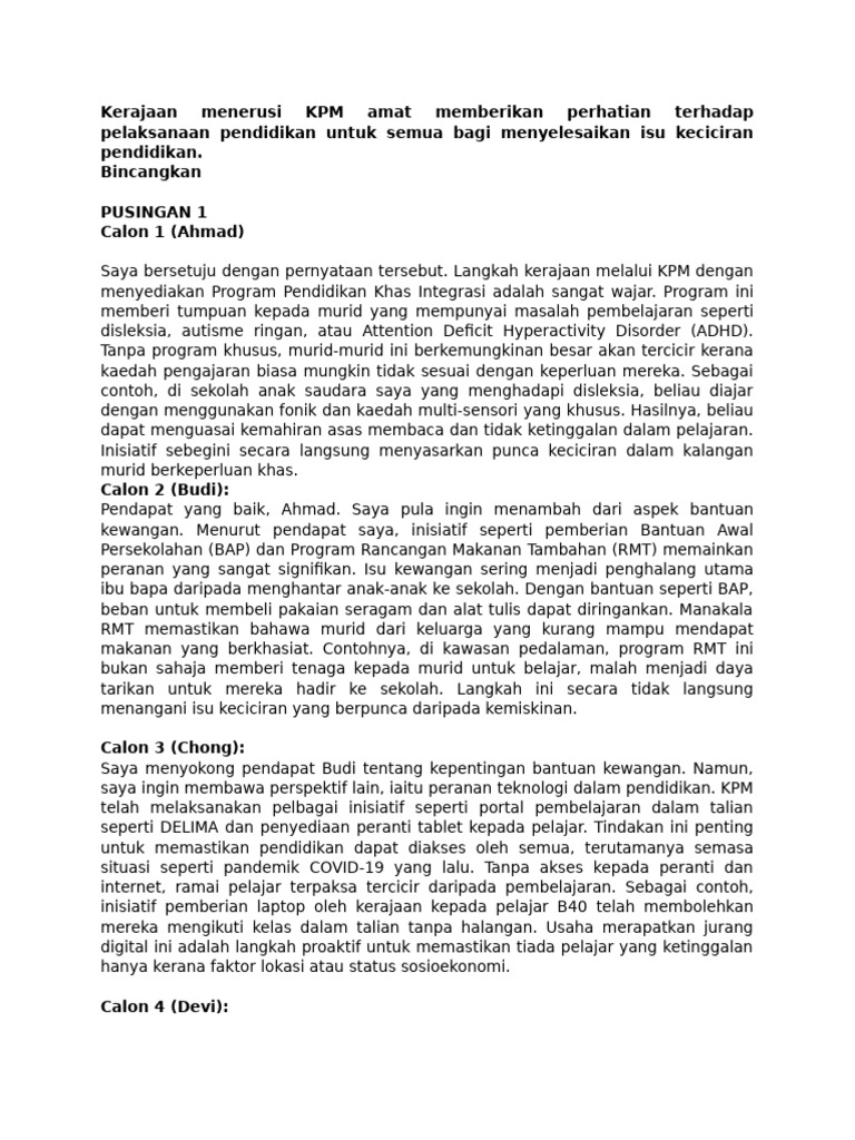 Contoh SKrip Bertutur Kumpulan | PDF