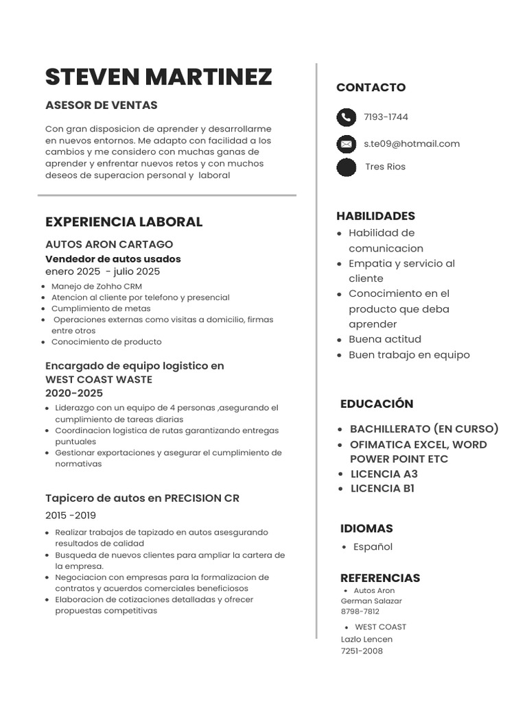 CV Steven Martinez Vega | PDF | Negocios económicos | Business