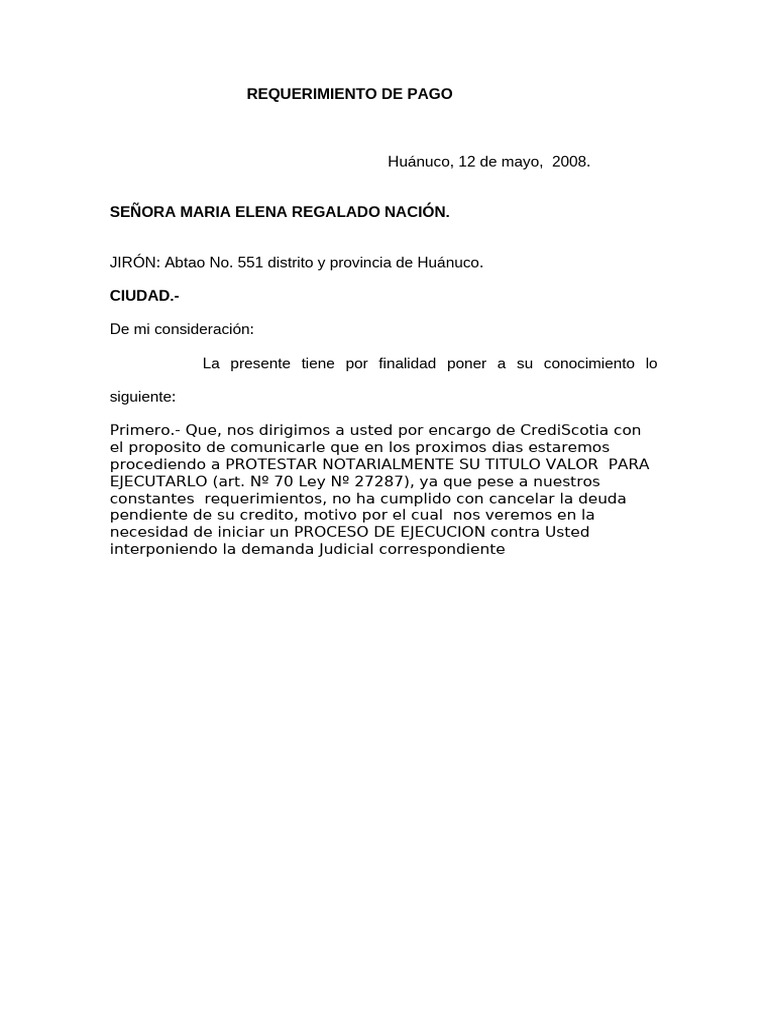 Requerimiento de Pago | PDF