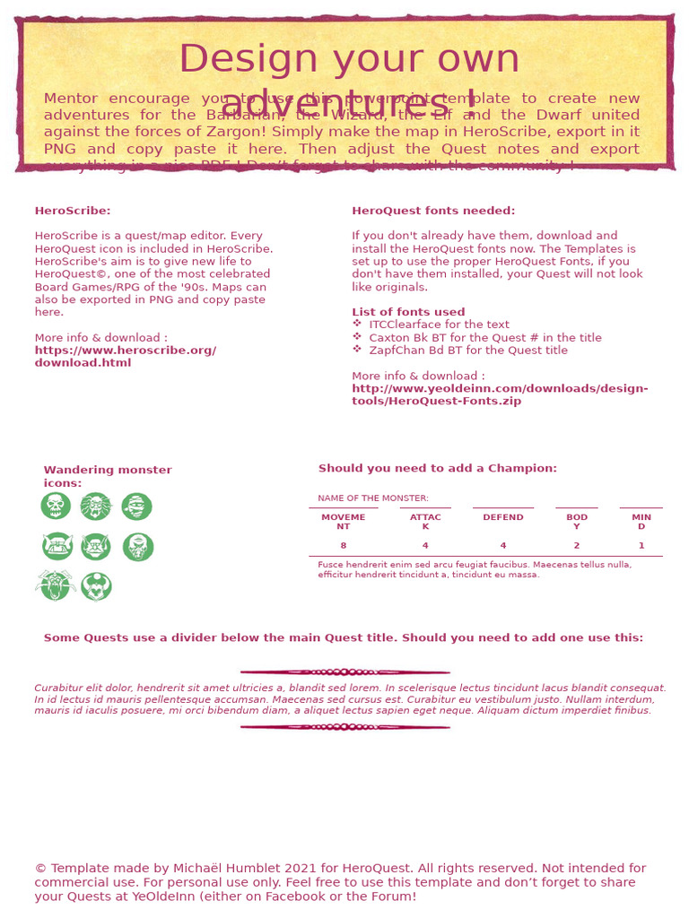 US Quest Template | PDF | Tabletop Games | Fantasy Role Playing Games