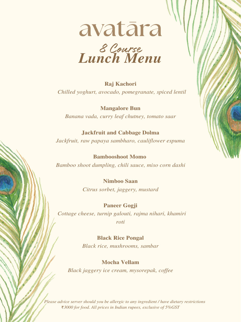 Unique 8-Course Indian Lunch Menu | PDF