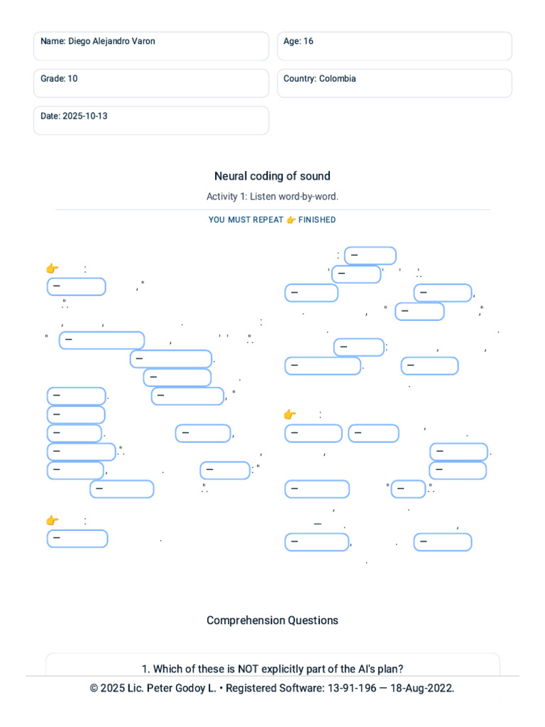 Reading Listening Comprehension Pdf Learning