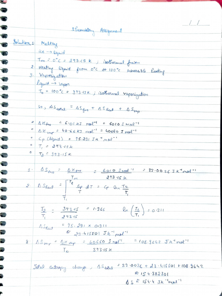 Chem Assignment Entropy | PDF