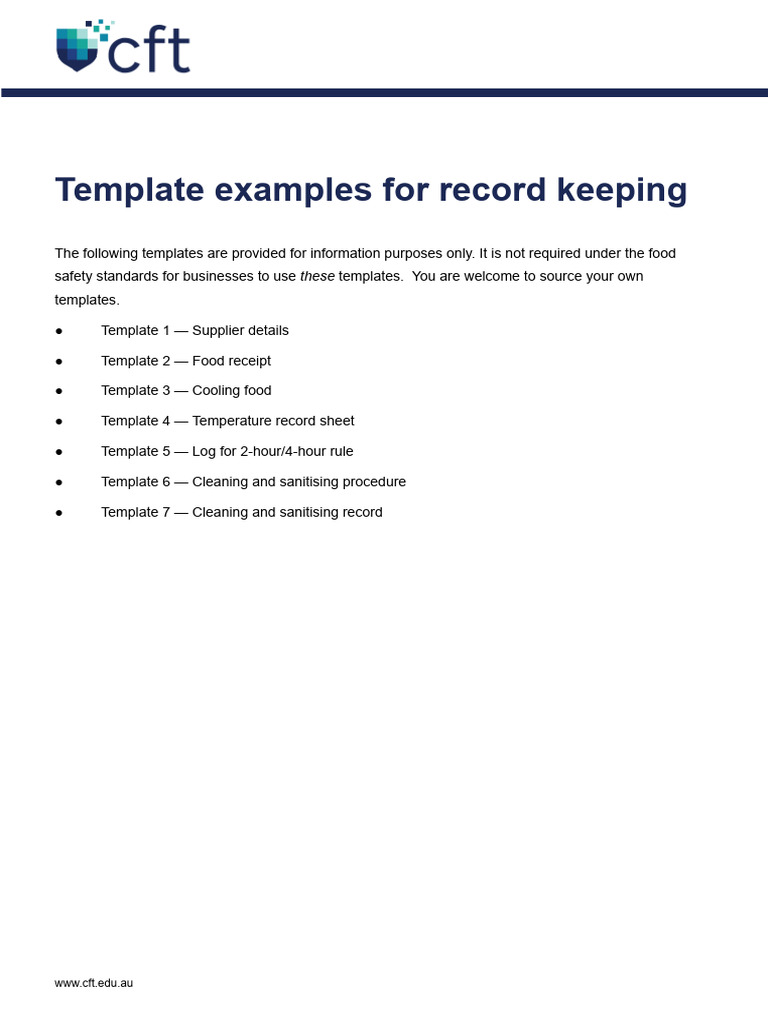 Example Food Safety Records | PDF | Temperature | Thermodynamics
