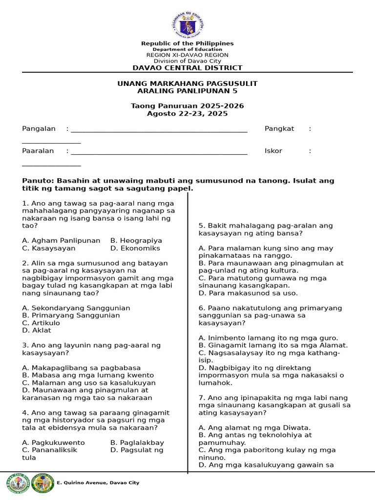 Grade 5 AP-1PE | PDF