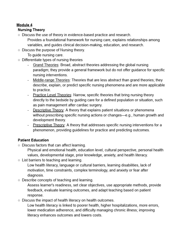 PPNC Exam 2 Learning Objectives | PDF | Heart | Pain