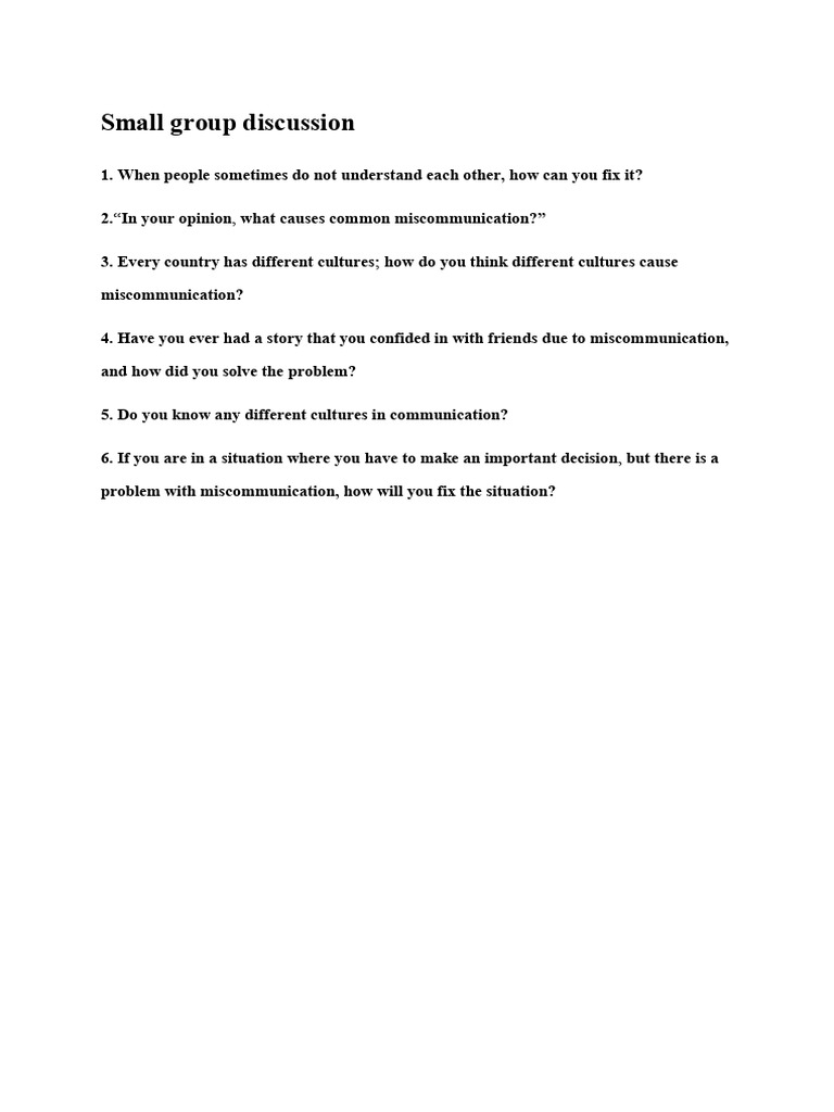 Small Group Discussion | PDF