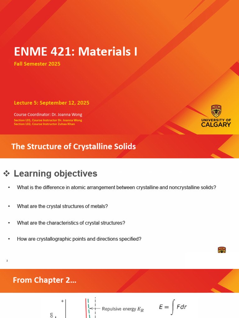 Lecture 5 - Chapter 3 - Structure of Crystalline Solids_ I | PDF | Crystal Structure | Crystal