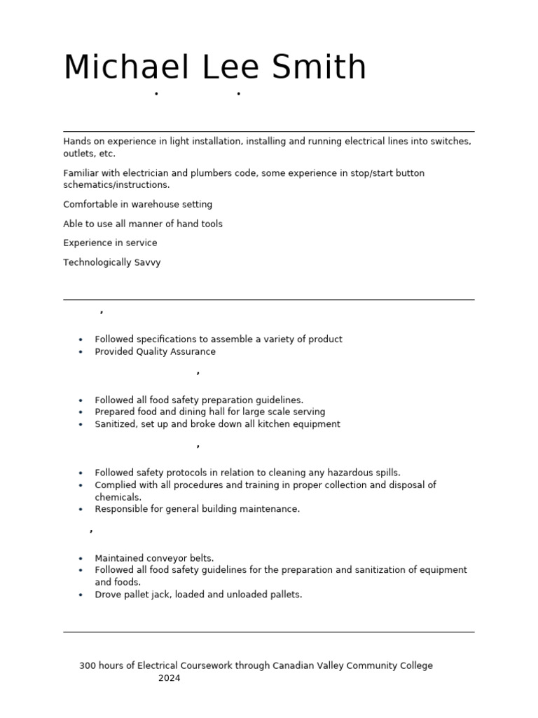 Michael Lee Smith Resume | PDF