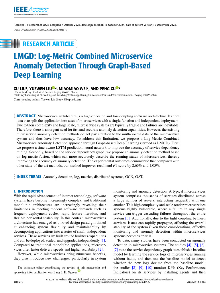 LMGD Log-Metric Combined Microservice Anomaly Detection Through Graph-Based Deep Learning | PDF ...