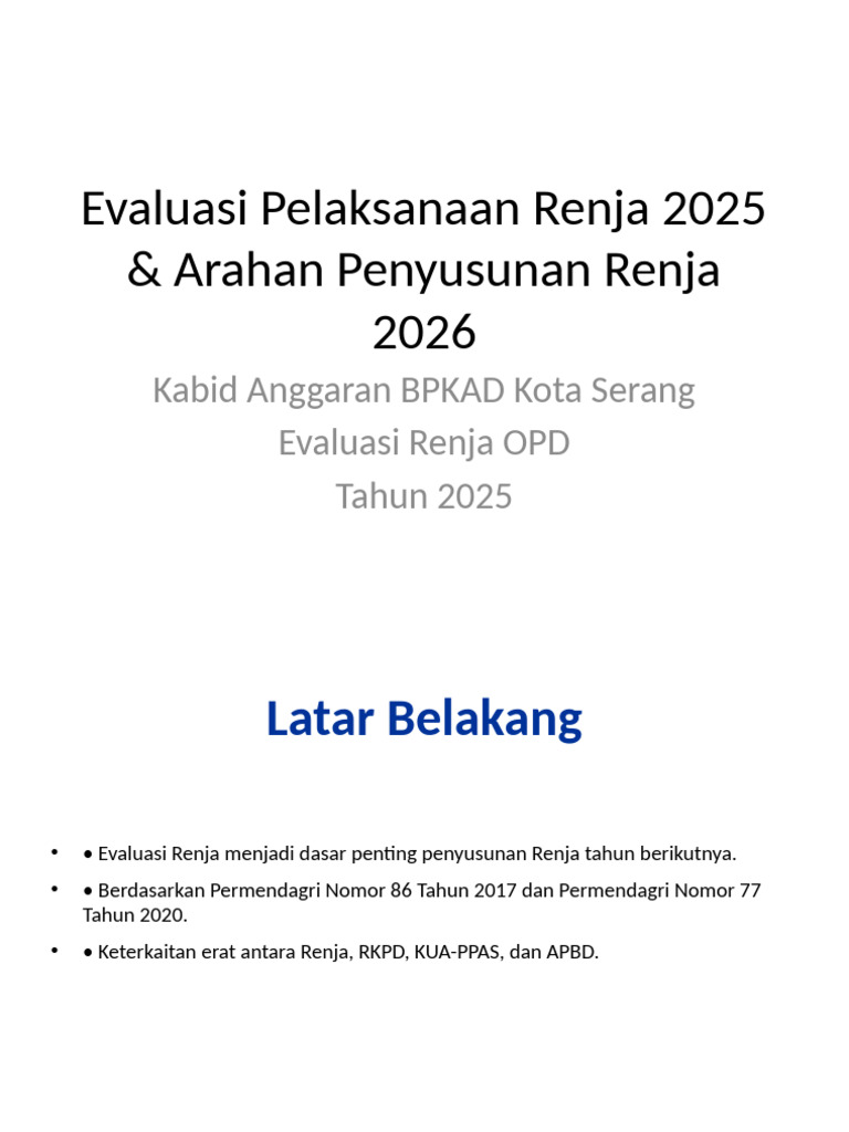 Evaluasi Renja 2025 dan Rencana 2026 | PDF