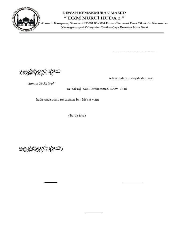 Surat Undangan Phbi Irsi Mi'Raj | PDF