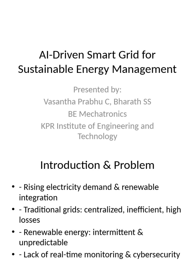 AI Smart Grid for Sustainable Energy | PDF