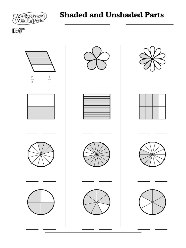 WorksheetWorks Shaded and Unshaded Parts 1 | PDF